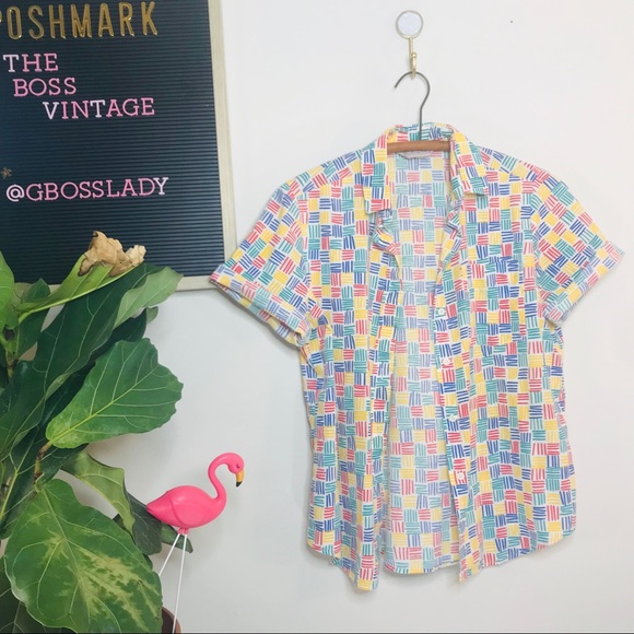 Vintage | Tops | Vintage Retro 9s Sprinkles Button Up Popover | Poshmark